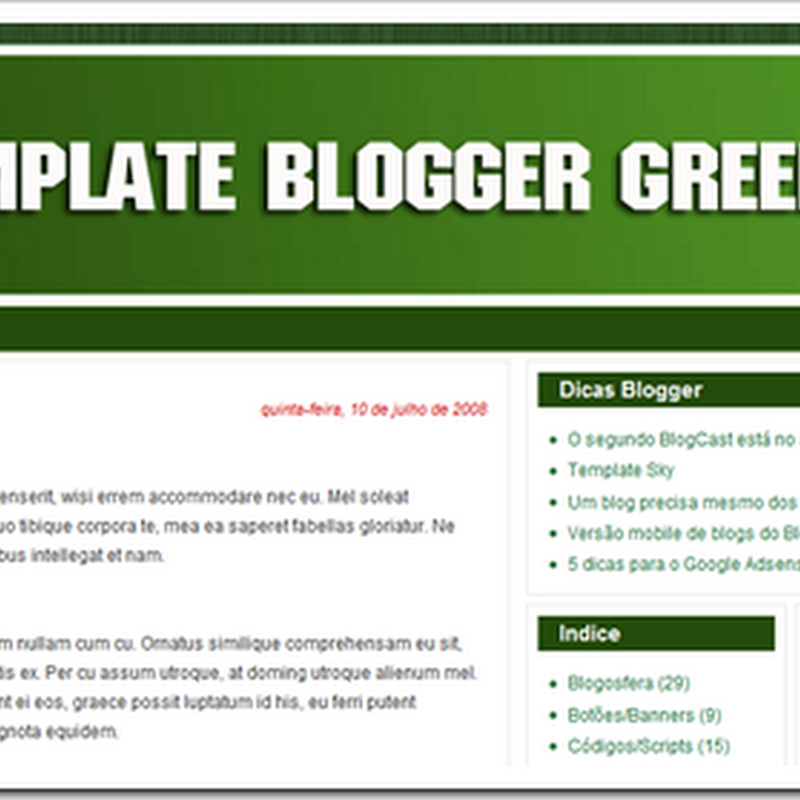 Template Blogger Green - Dicas Blogger